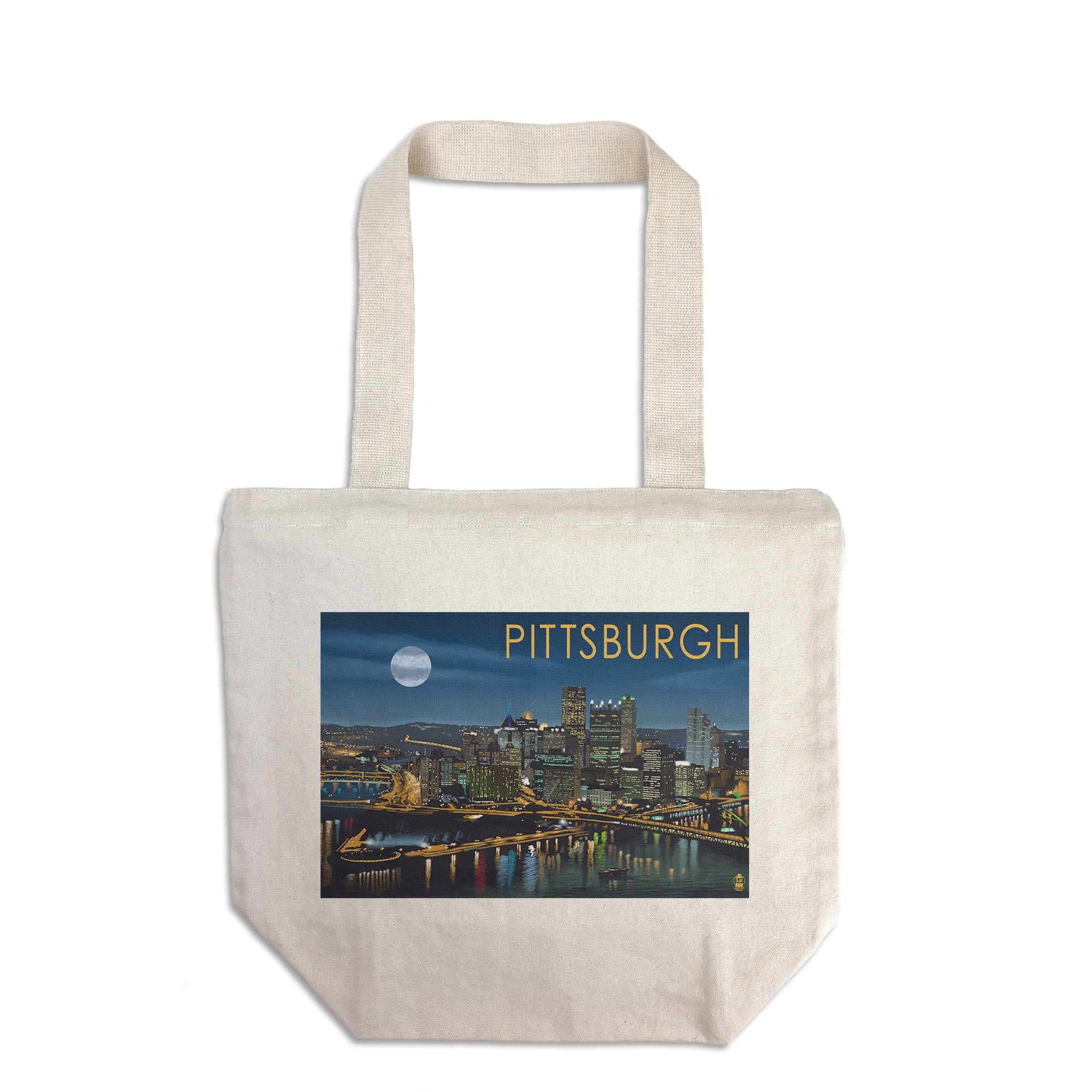Pittsburgh, Pennsylvania, Skyline at Night (100% Cotton Canvas Reusable ...