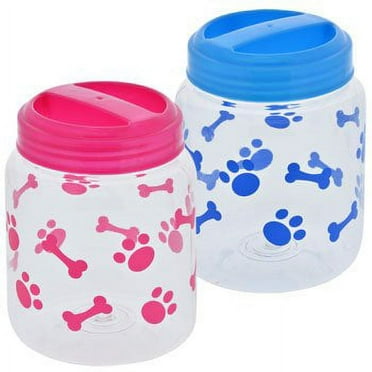 mDesign Tall Round Plastic Pet Food, Treat Storage Canister Jar - Clear ...