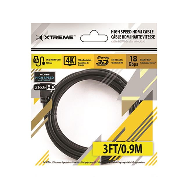 Xtreme Cables XHV1-1007-BLK 25 ft. HDMI High Speed 2.0 Cable, Black ...