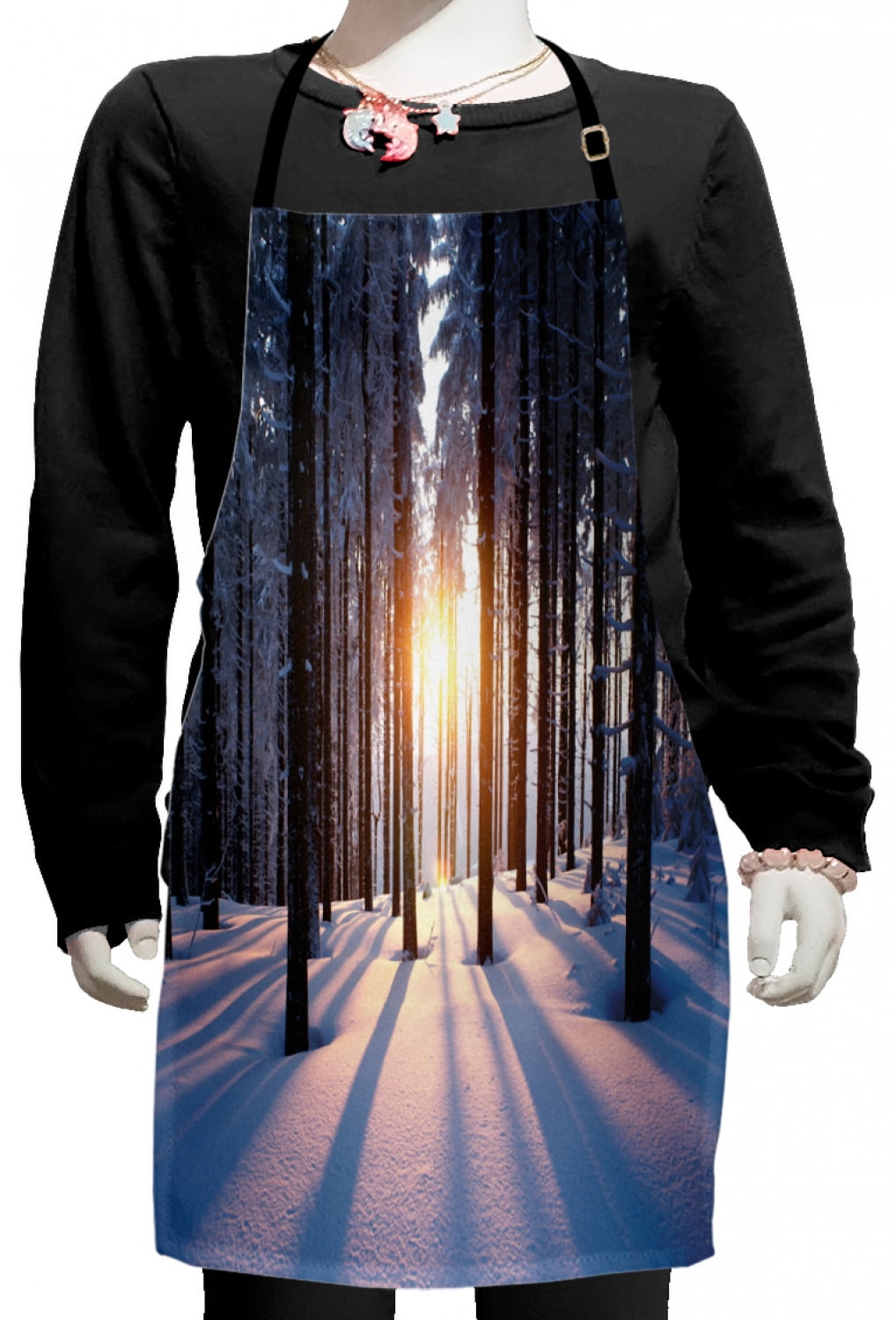 Winter Kids Apron, Mystical Appearance of Sunset in Woodlands with ...
