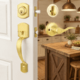 Front Door Lock Set Brushed Exterior Handle Entry Locksets With ...