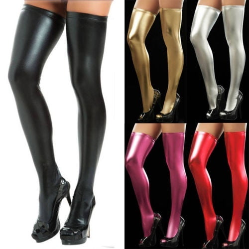 Sexy Women Lady Soft Over Knee Thigh High Stockings Pu Long Socks