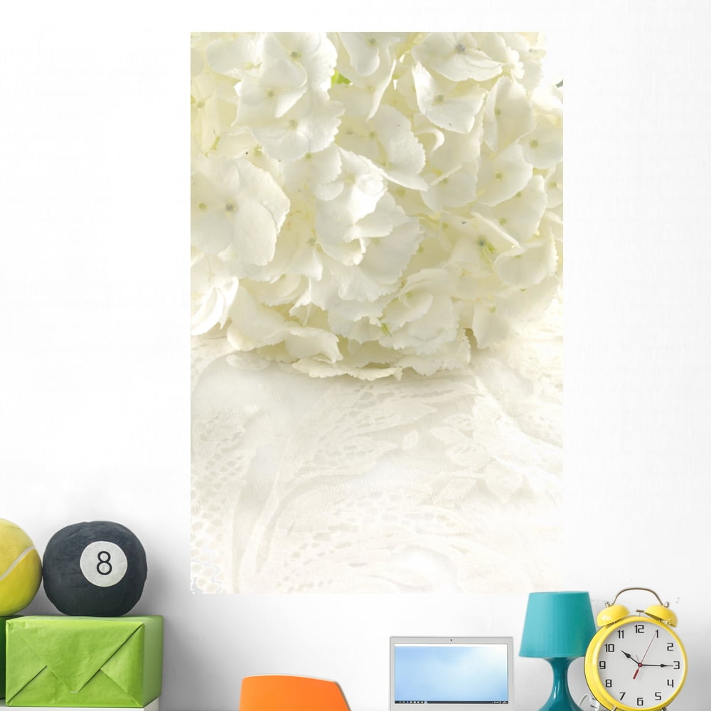 White Hydrangea Wall Mural by Wallmonkeys Peel and Stick Graphic (48 in ...