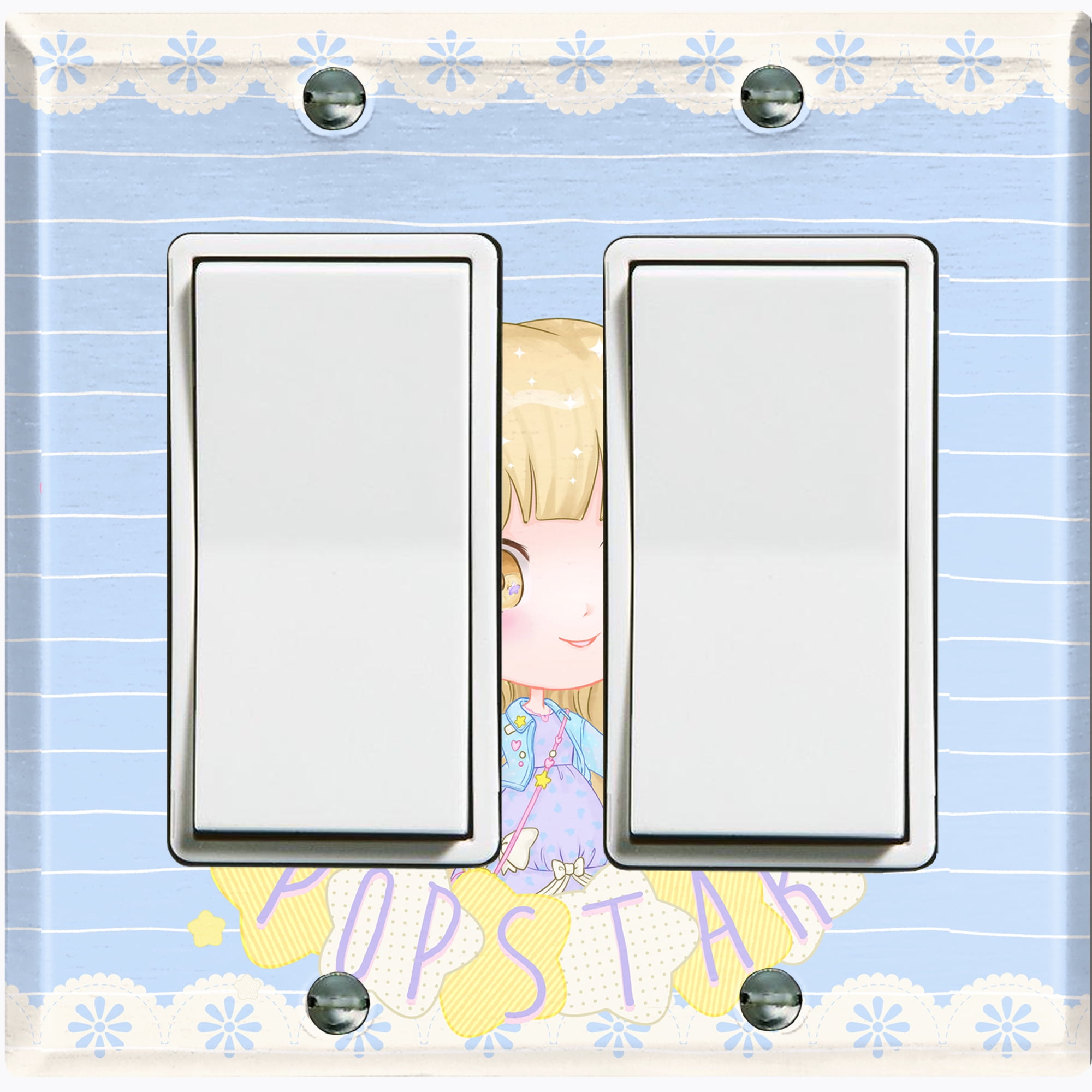 Metal Light Switch Wall Plate Outlet Cover (Pop Star Blue Anime Stripe ...