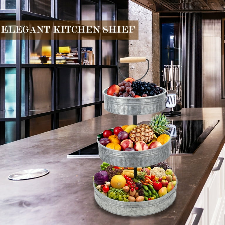 Galvanized 3 Tier Serving Tray