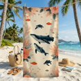 Boho towels A group of whales swimming in the ocean surrounded by coral ...