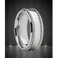 Metal Masters Tungsten Carbide Wedding Band Mens Ring Braided Stainless Steel Cable Inlay 7.5 ...