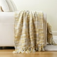 "Battilo Cozy Yellow Throw Blanket, Gold Knit for Couch/Bed, Indoor ...