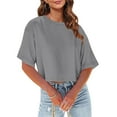 jobturf Crop Tops for Women Trendy Crew Neck T Shirts Summer Breathable ...