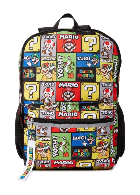 "Super Mario Bros. Nintendo Kids Backpack: 16"" Character Print Bookbag ...
