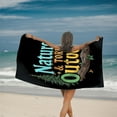 Bold Nature-Inspired Beach Towel with Teal and Orange Gradient Text ...