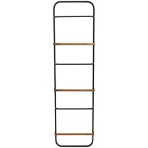 DecMode 18" x 73" Brown Wood Handmade Two-Toned Slanted Ladder with ...