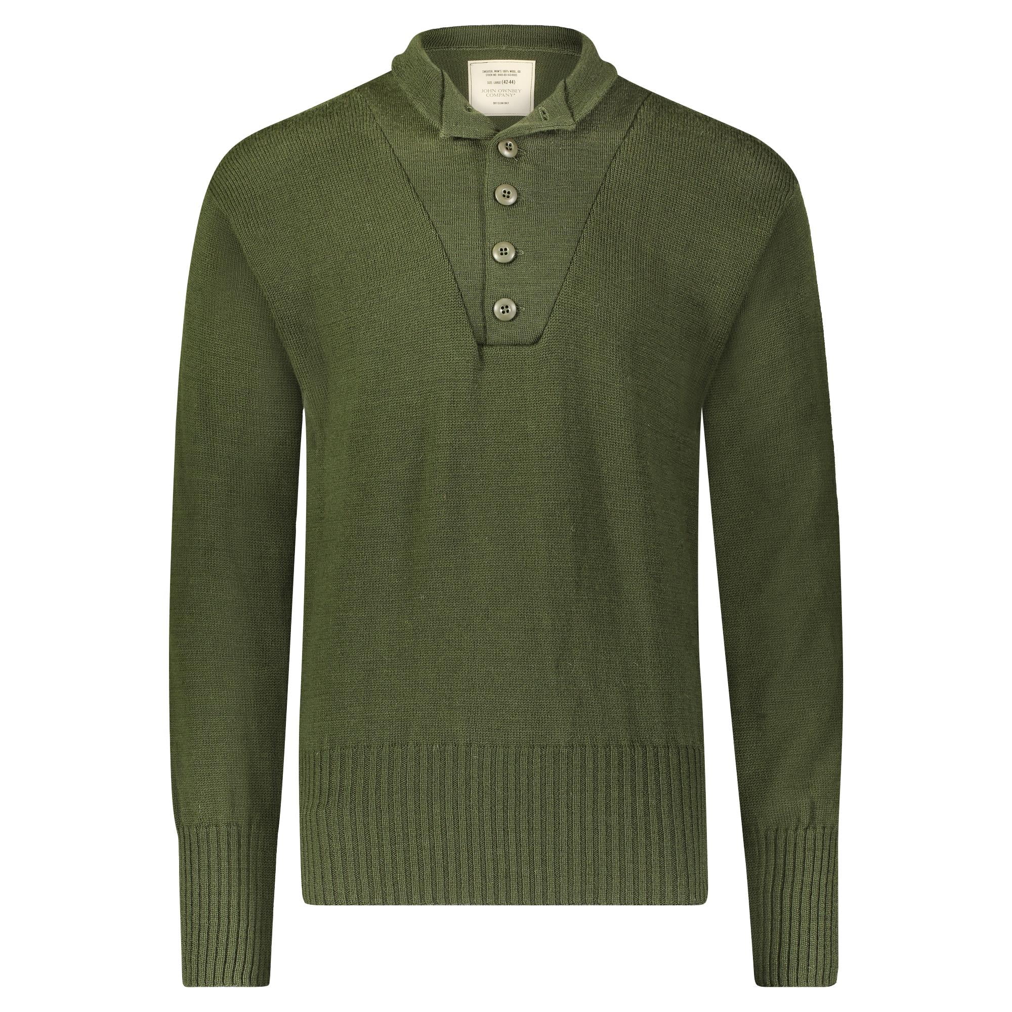 John Ownbey Co. Men's Military Style 5 Button Sweater, 100% Knitted ...