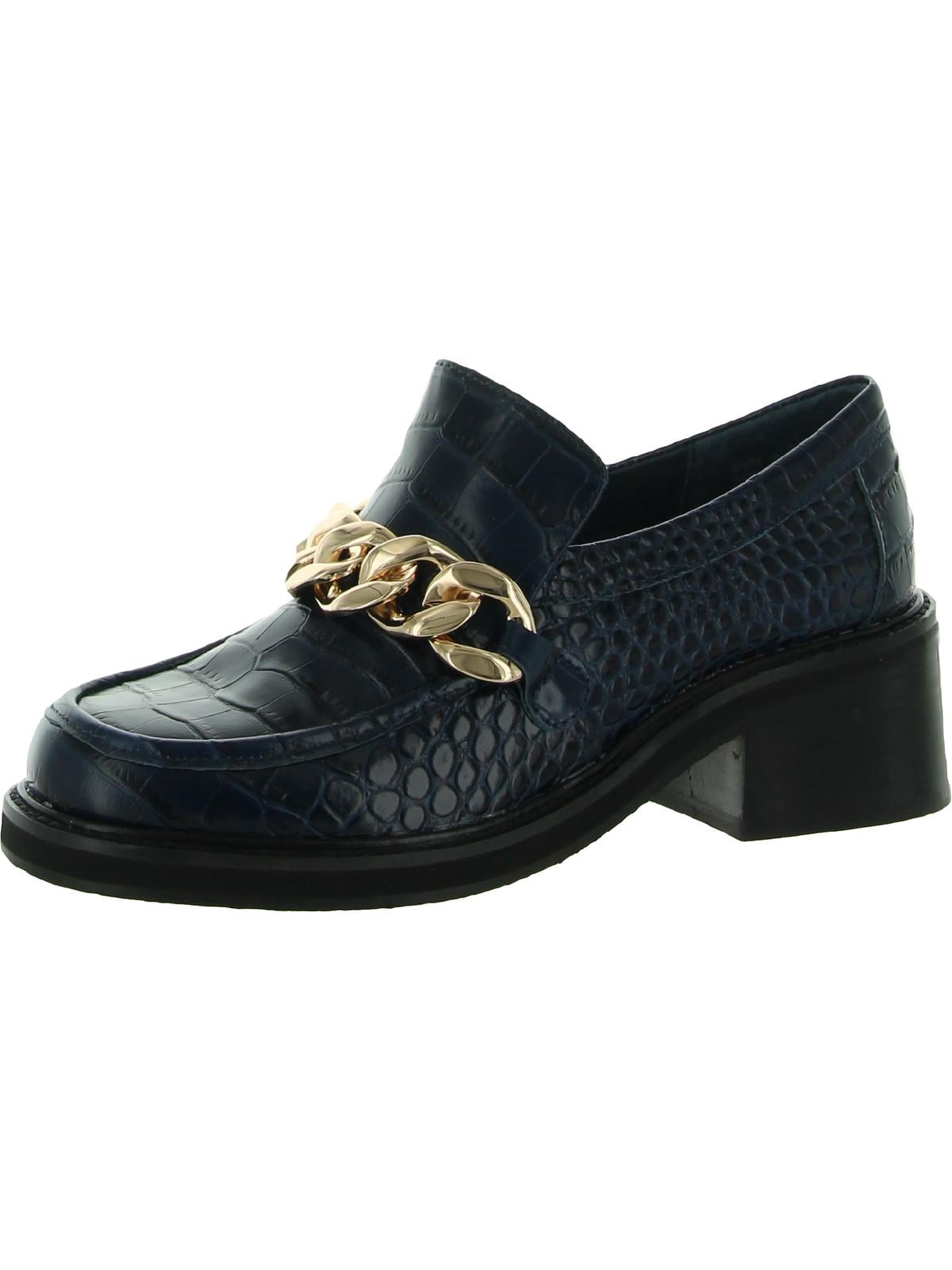 Aqua Womens Lena Leather Chain Penny Loafers - Walmart.com