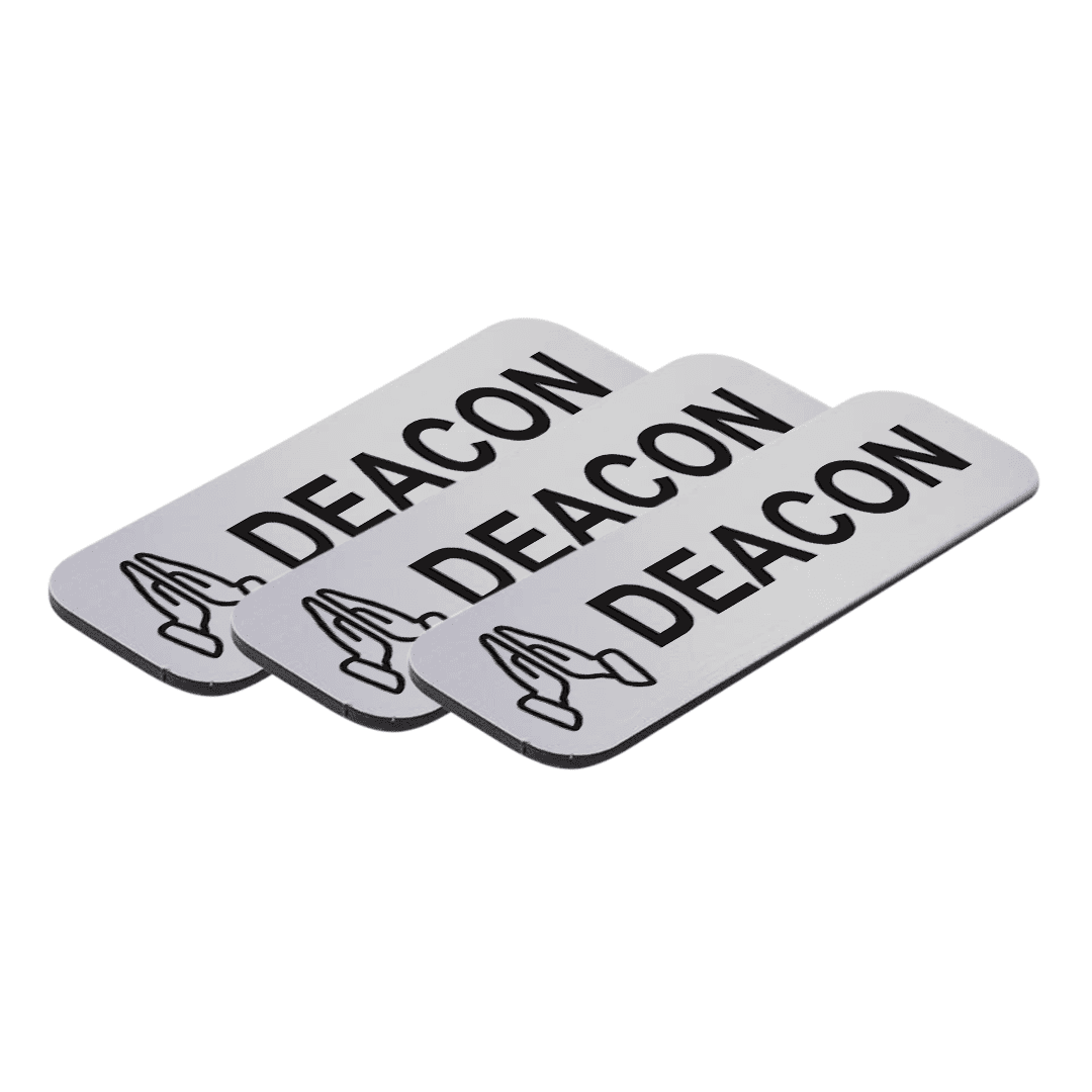 All Quality Deacon 1 x 3" Name Tag/Badge, Silver, Praying Hands Design ...