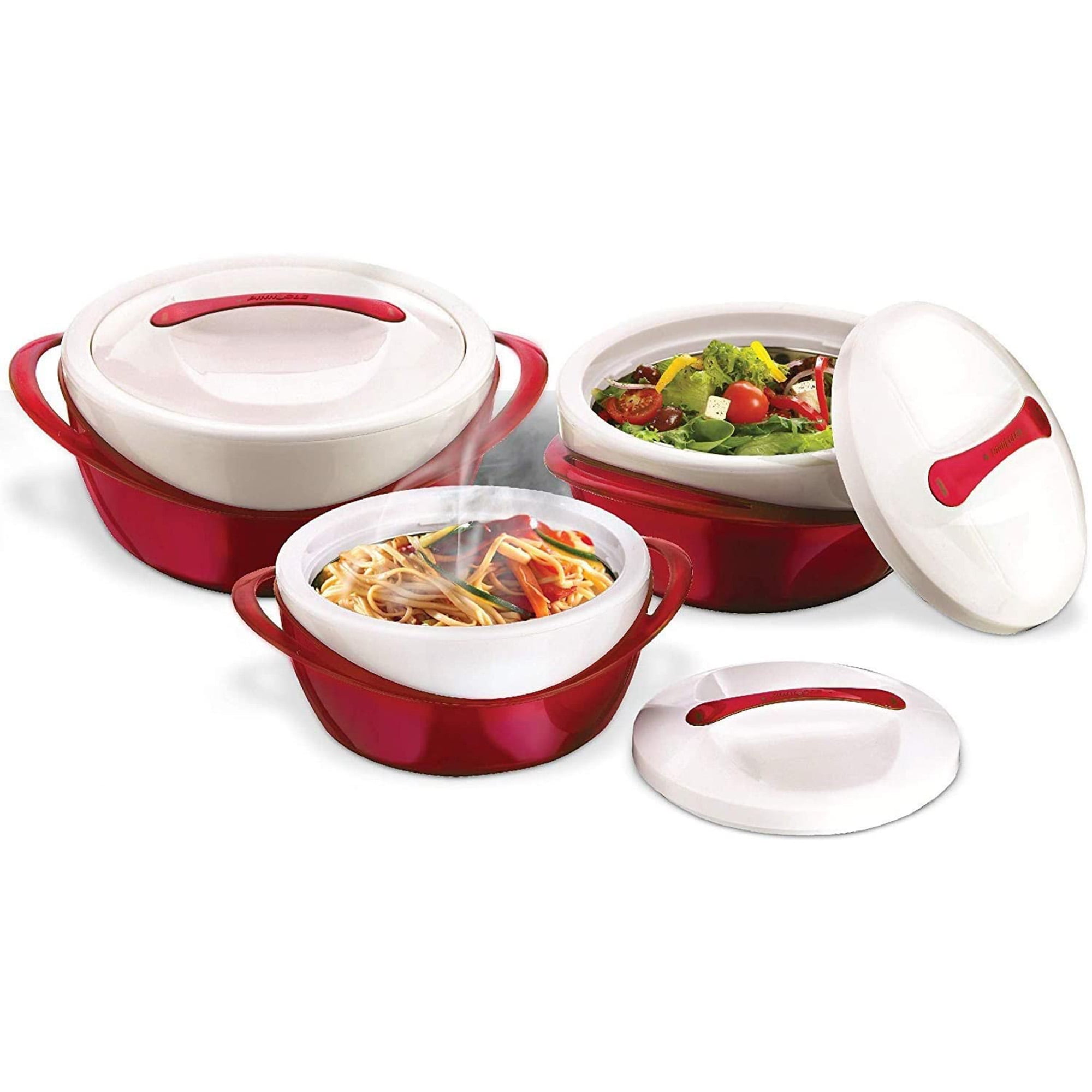 Pinnacle Thermoware 3-Pc Insulated Bowl with Lid Casserole Dish Set ...