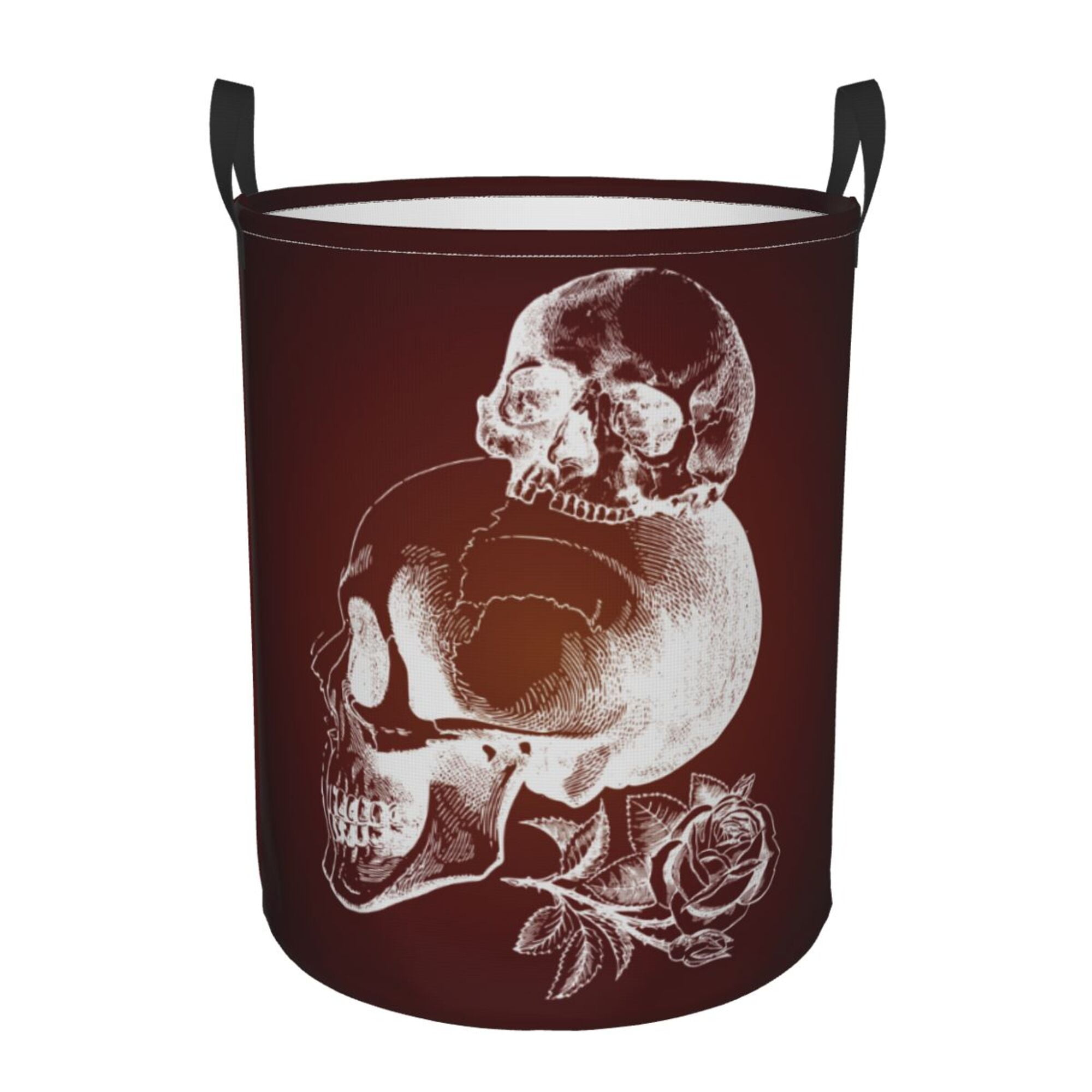 TEQUAN Waterproof Laundry Hampers, Brown Death Skeleton Skull Rose ...