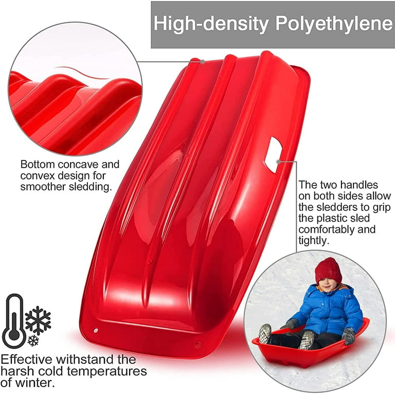 Snow Sled For Kids - 2 Packs 35'' Plastic Sport Toboggan Sled For Snow ...