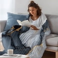 Abstract Marble Texture Throw Blanket for Couch Gold Crack Black Gray ...