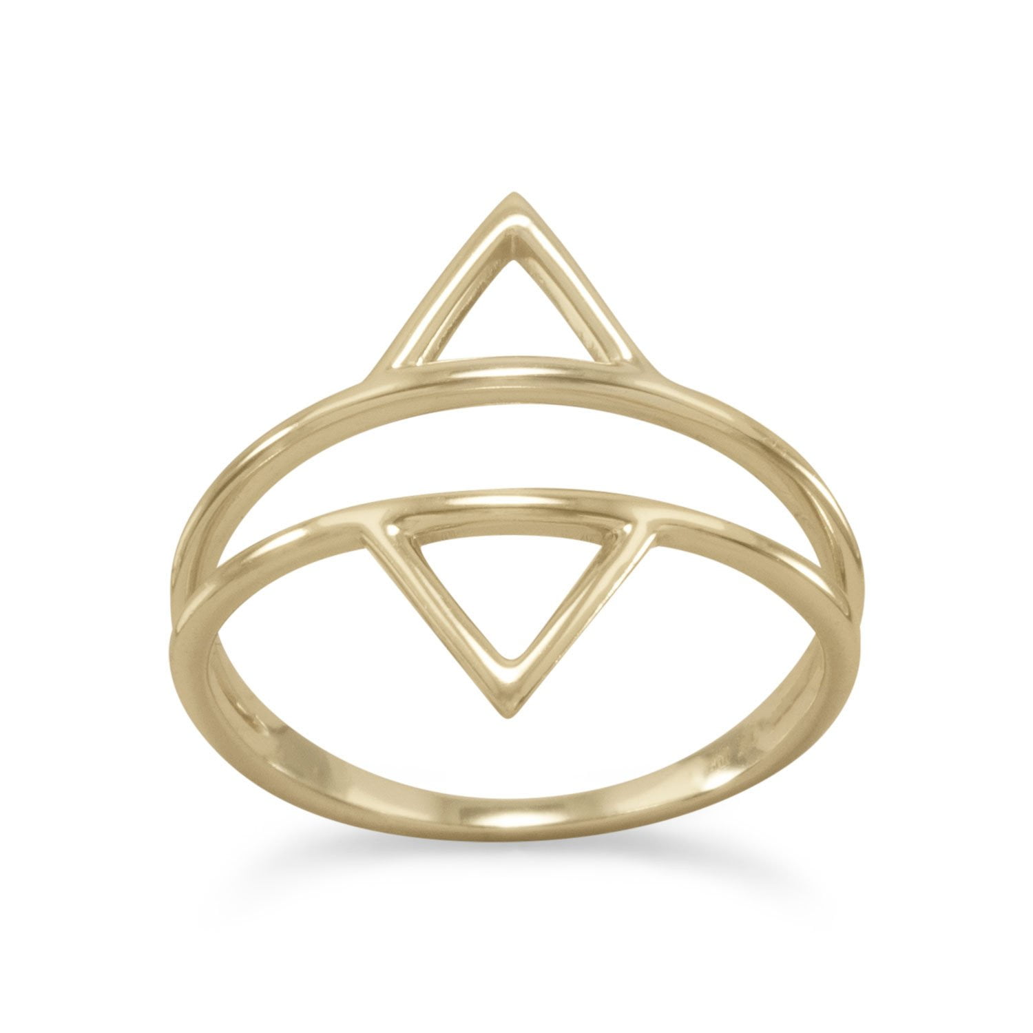 Precious Stars 14K Gold Plated Sterling Silver Double Triangle Ring ...