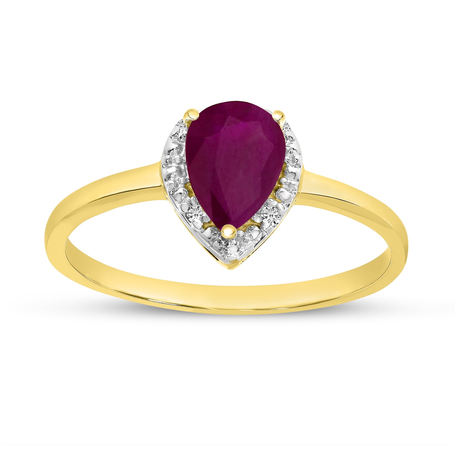 10k Yellow Gold Pear Ruby And Diamond Ring - Walmart.com