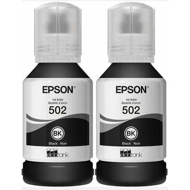 Genuine 502 T502 Black Ink Bottle 2 Pack for Ecotank 2700 2760 2850 ...