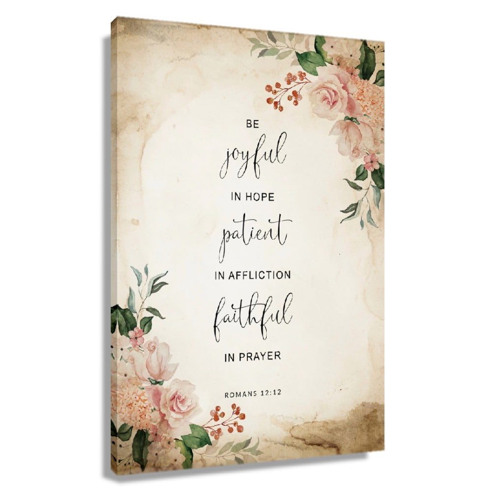 Inspirational Wall Art Bible Verse Romans 12 12 Poster Modern Flower ...