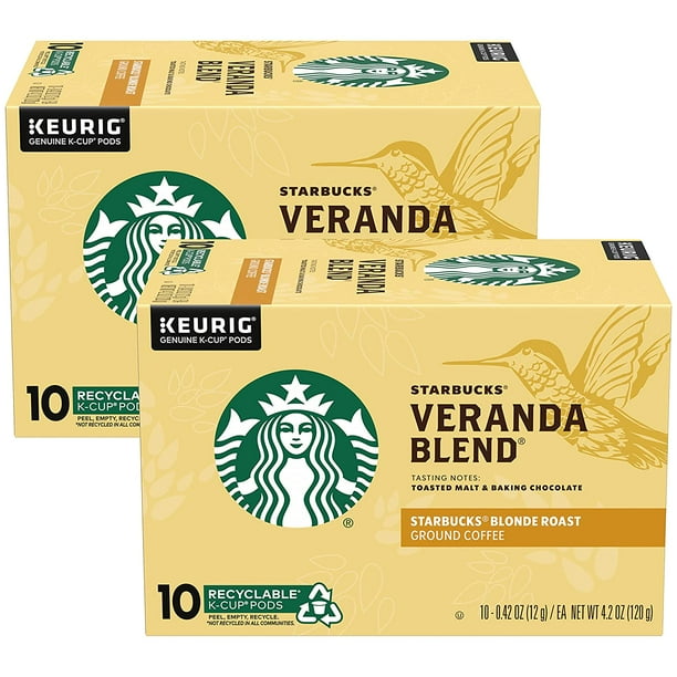 Starbucks Veranda Blend Coffee K-Cup Pods, Blonde Roast Ground Coffee 10 K-Cup Pods (Pack of 2 ...
