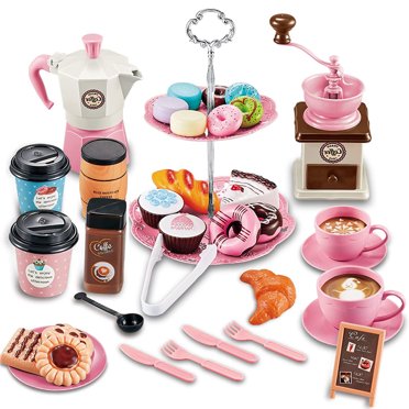 Kitchen Connection Deluxe Pink Tea Set For Kids With Tea Pots, Cups ...