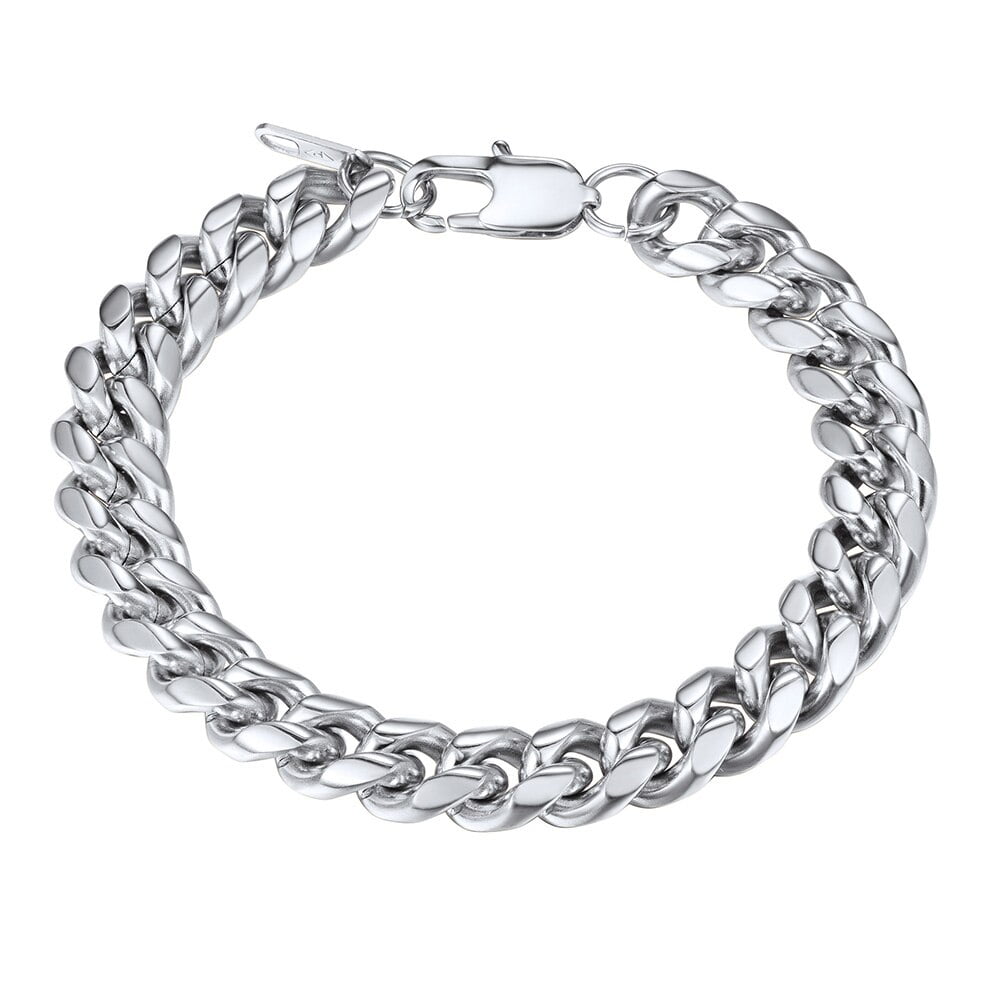 PROSTEEL Cuban Link Silver 10MM Wide Stainless Steel Chain Bracelets ...