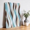 Abstract Stripes Canvas Wall Art for Living Room, Geometric Taupe Blue ...