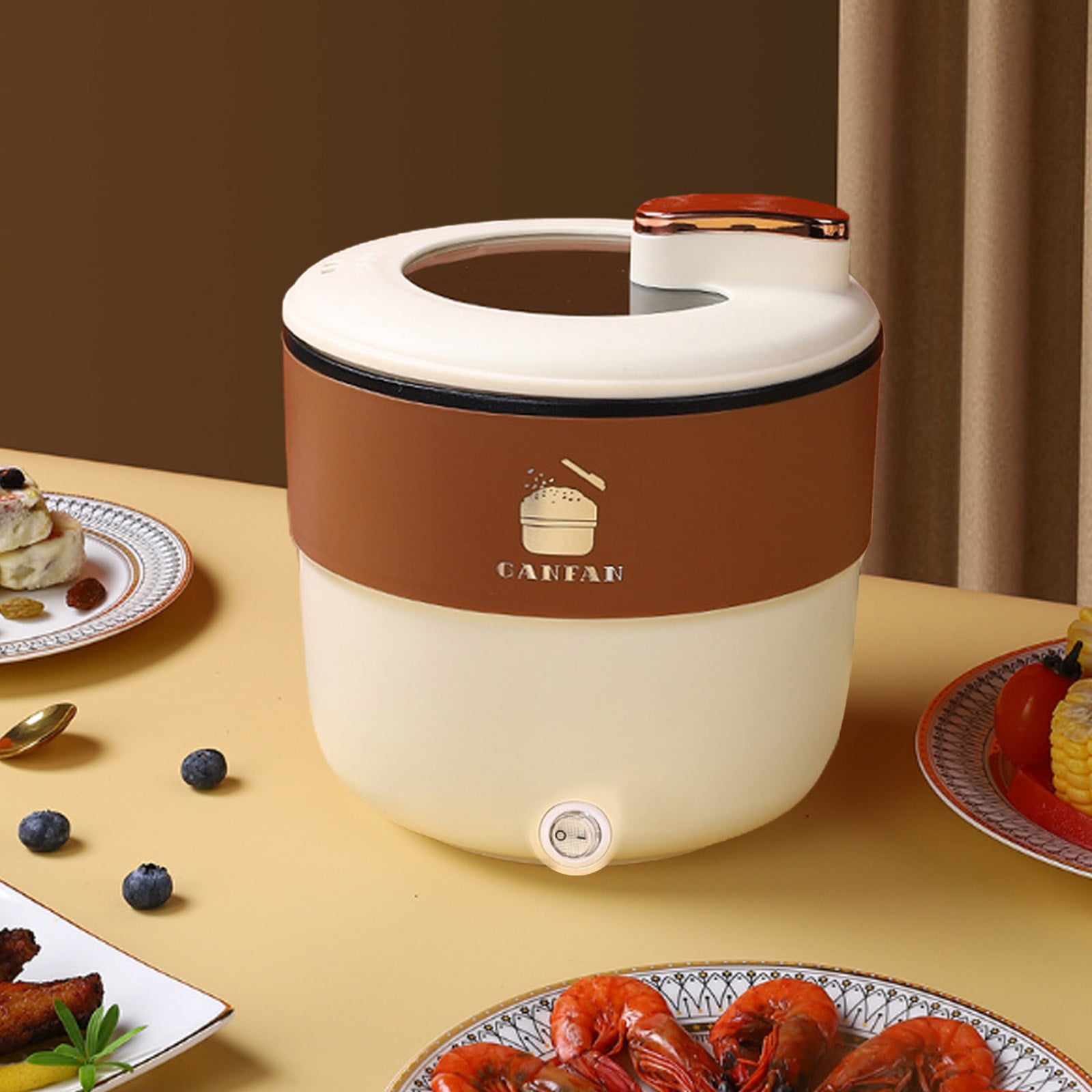 Rkstn Kitchen & Dining Mini Rice Cooker  Hot Pot  Portable Mini Ramen Pot For Steaming  Stir-Frying  Porridge And Soup 6.5×6.89×7.48