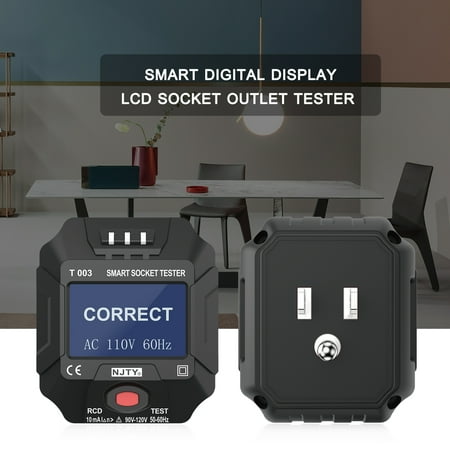 NJTY 90~120V Plug Socket Outlet Tester Smart Socket Tester Digital ...