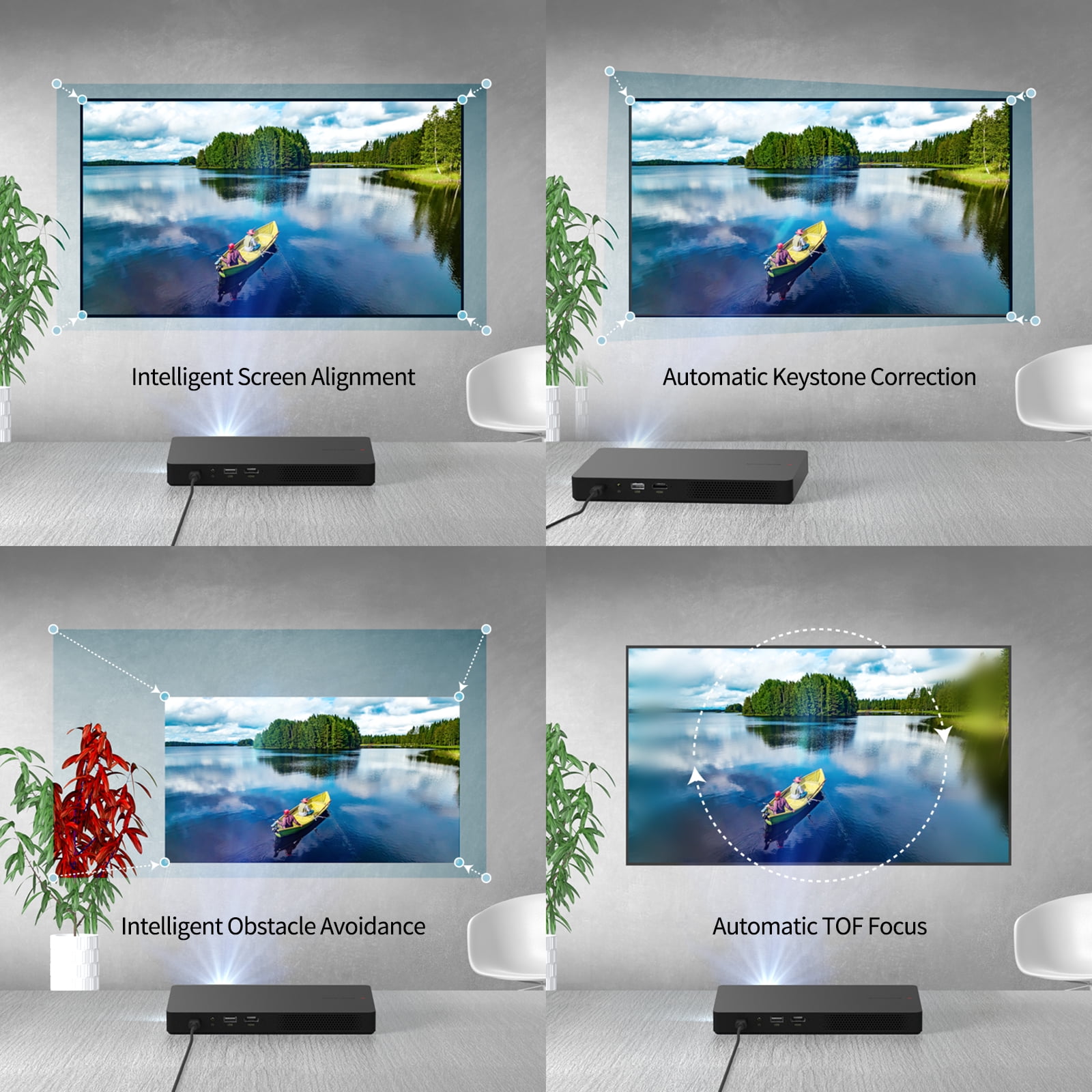 Portable 1080P Smart Laser Projector with WiFi, Bluetooth & Built-in ...