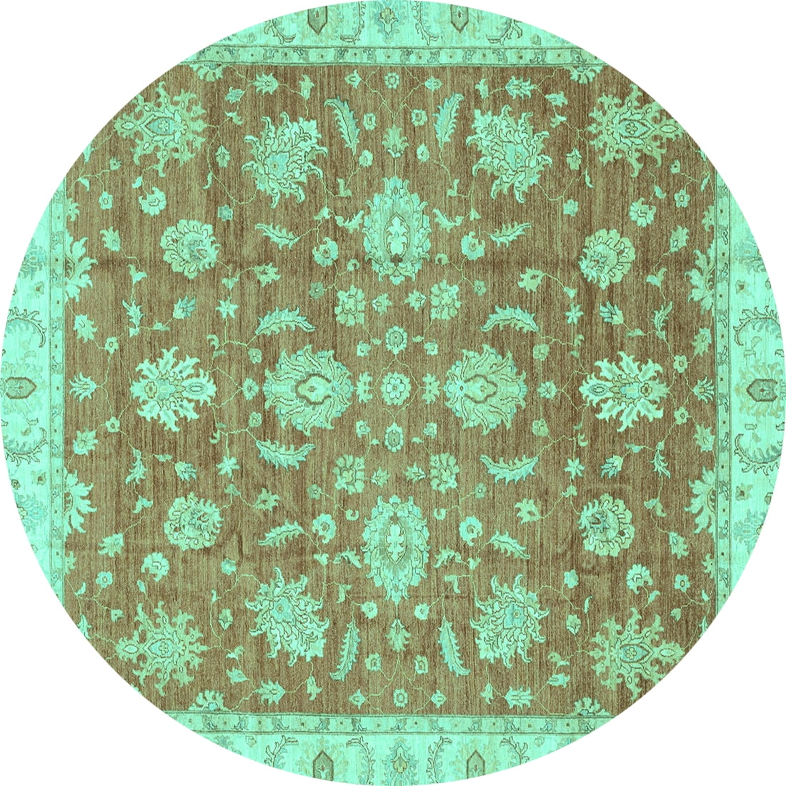 Ahgly Company Indoor Round Oriental Turquoise Blue Traditional Area ...