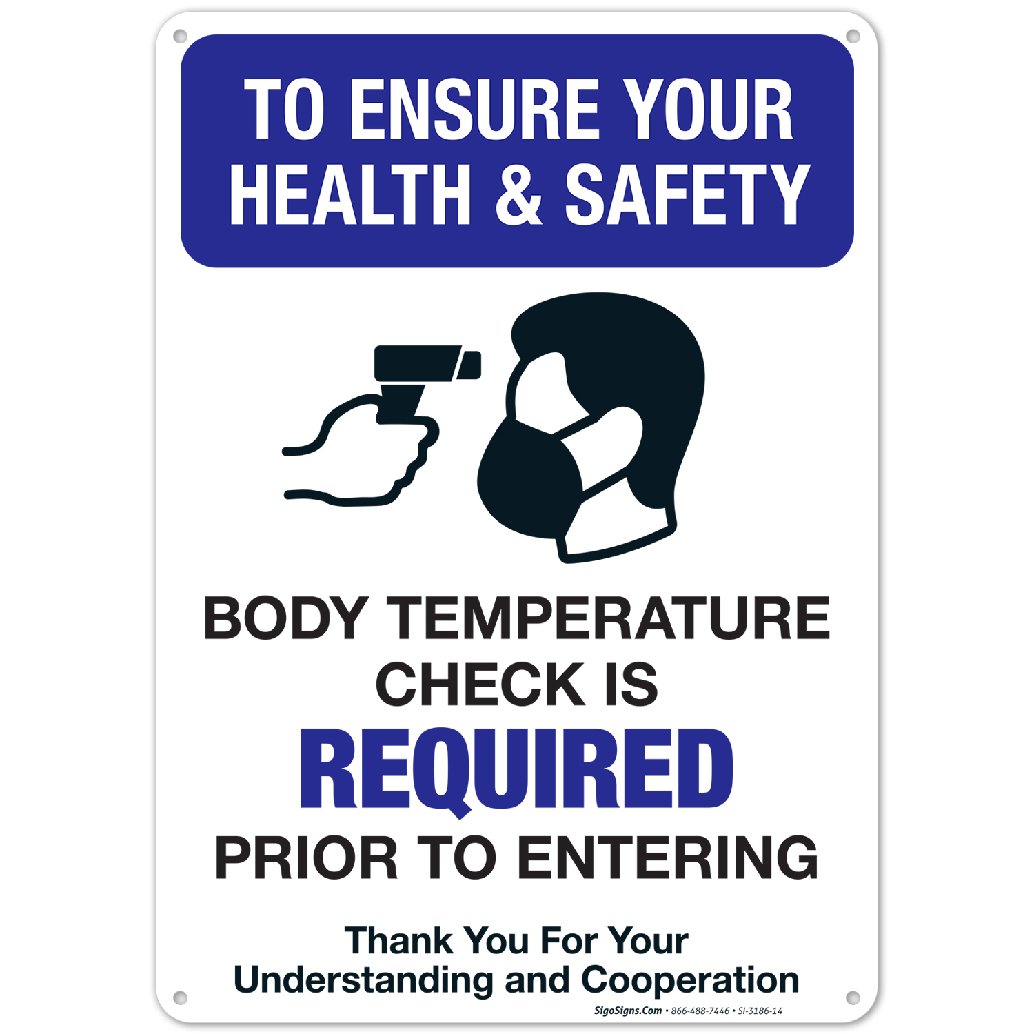 Body Temperature Check Required Sign, Social Distancing Sign, 10x14 ...