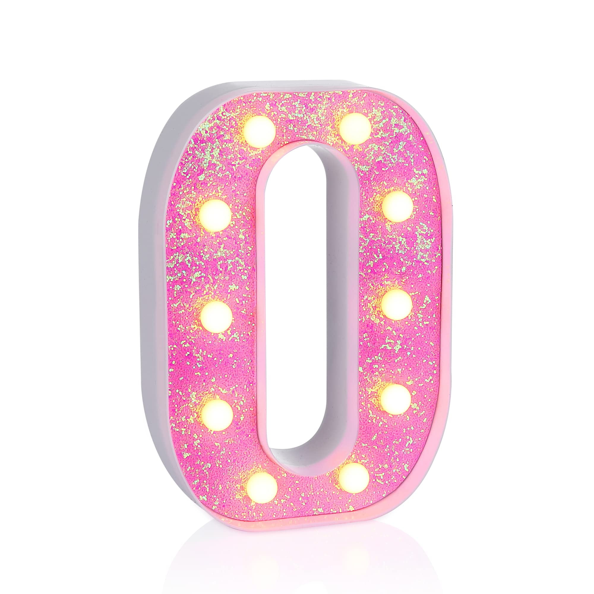 LED Letter Lights Sign Light Up Pink Letters Glitter Alphabet Letter ...