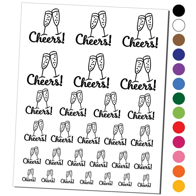Cheers Champagne Toast Cursive Text Water Resistant Temporary Tattoo ...