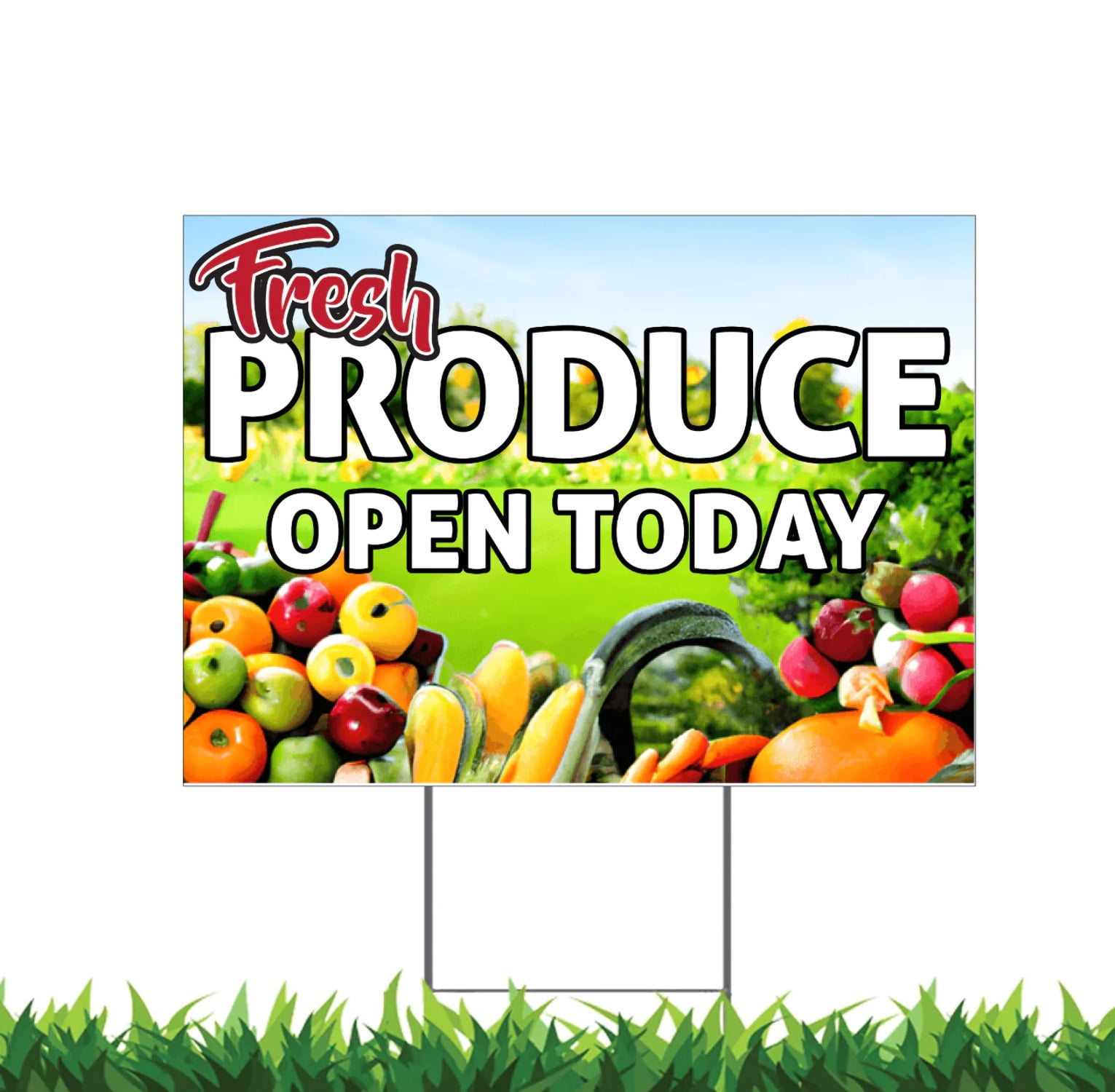 Fresh Produce Open Today Yard Sign, 18x12, 24x18, 36x24, Double Sided ...