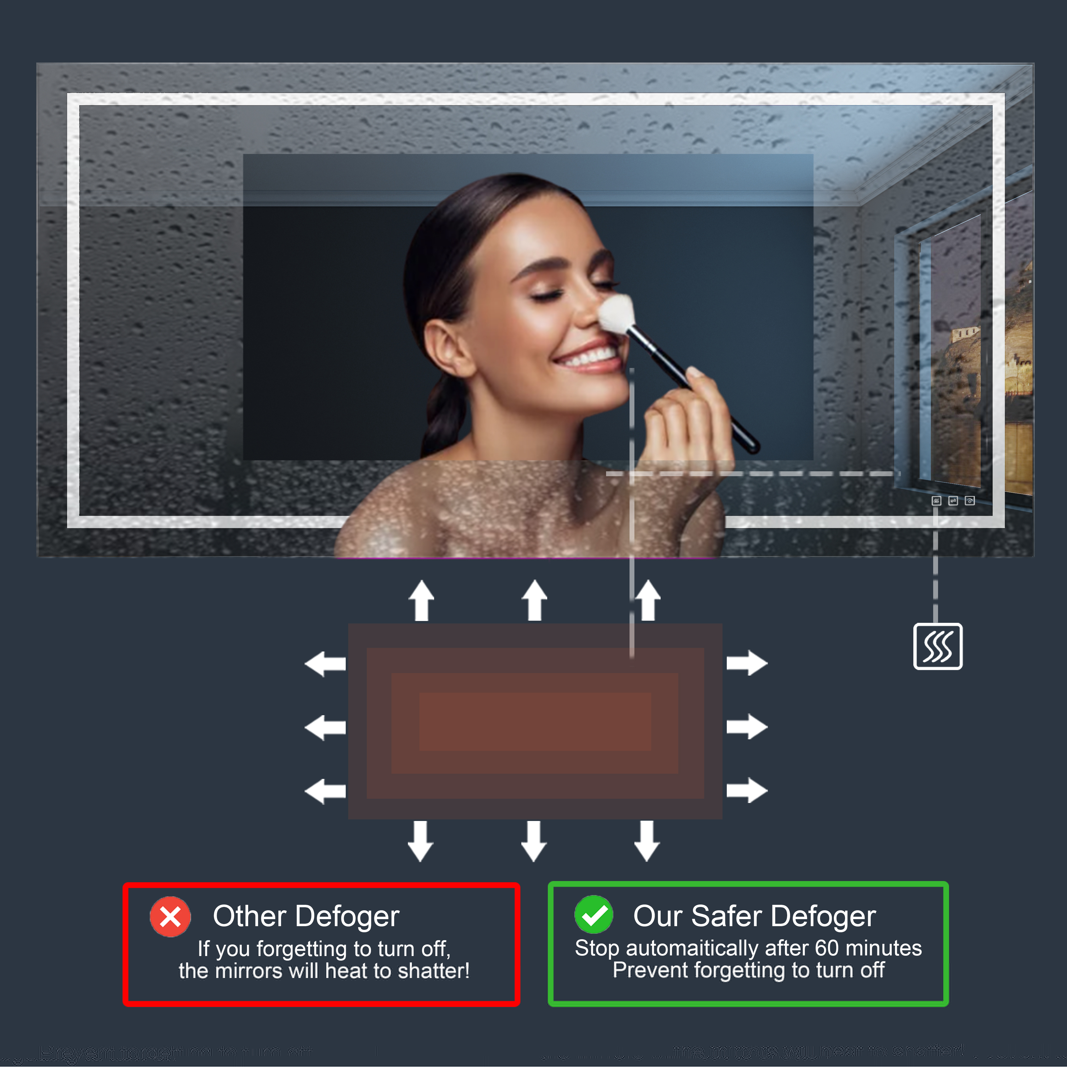 60 in. W x 28 in. H Rectangular Frameless Wall Bathroom Vanity Mirror ...