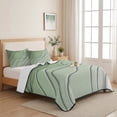 Full Quilt Bedding Set Gradient Sage Green Ocean Wave Line Breathable ...