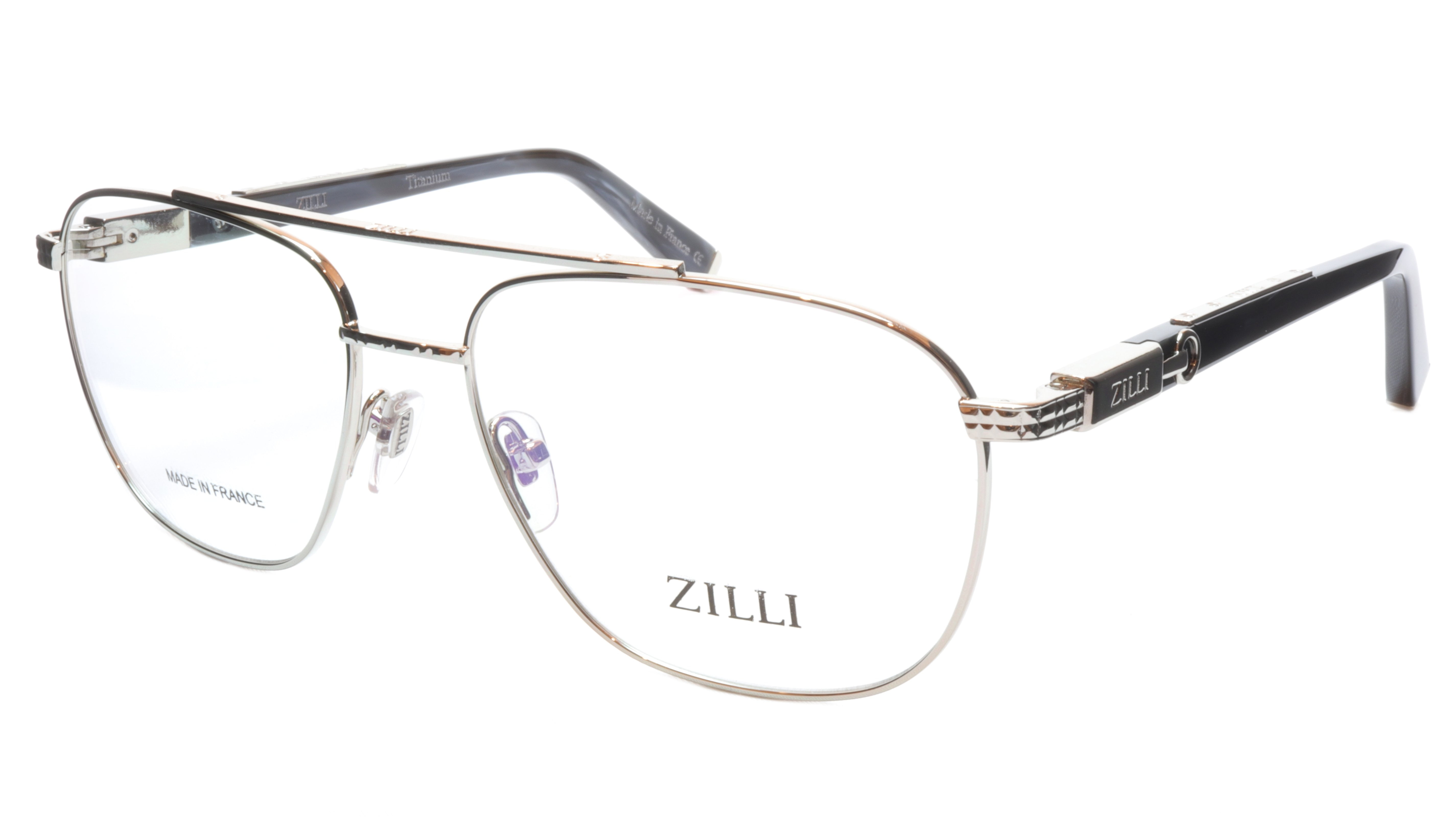 Buy ZILLI Eyeglasses Frame Titanium Acetate Silver Black France Made ZI ...