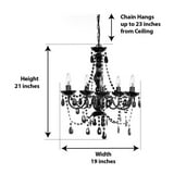Gypsy Color Acrylic Crystal Chandelier, Black 5 Light Ceiling Mount ...
