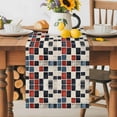 Burlap Table Runner 60 Inches Long, Retro Black Red White Square Non ...