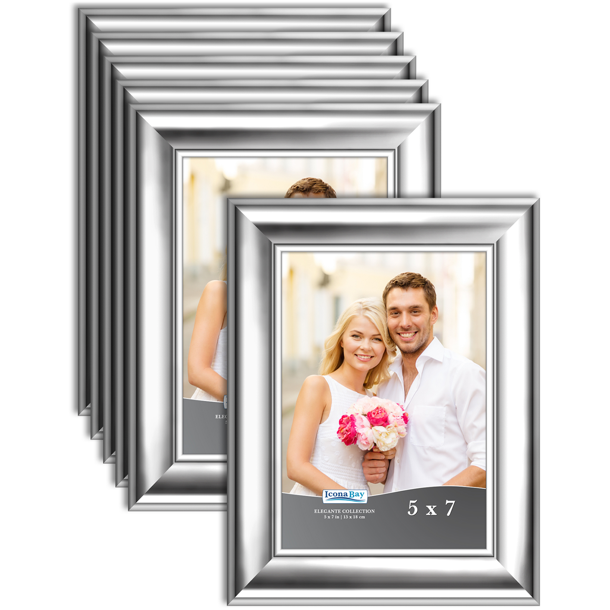 Icona Bay 5x7 Silver Picture Frame, Glam Style, 6 Pack, Elegante ...