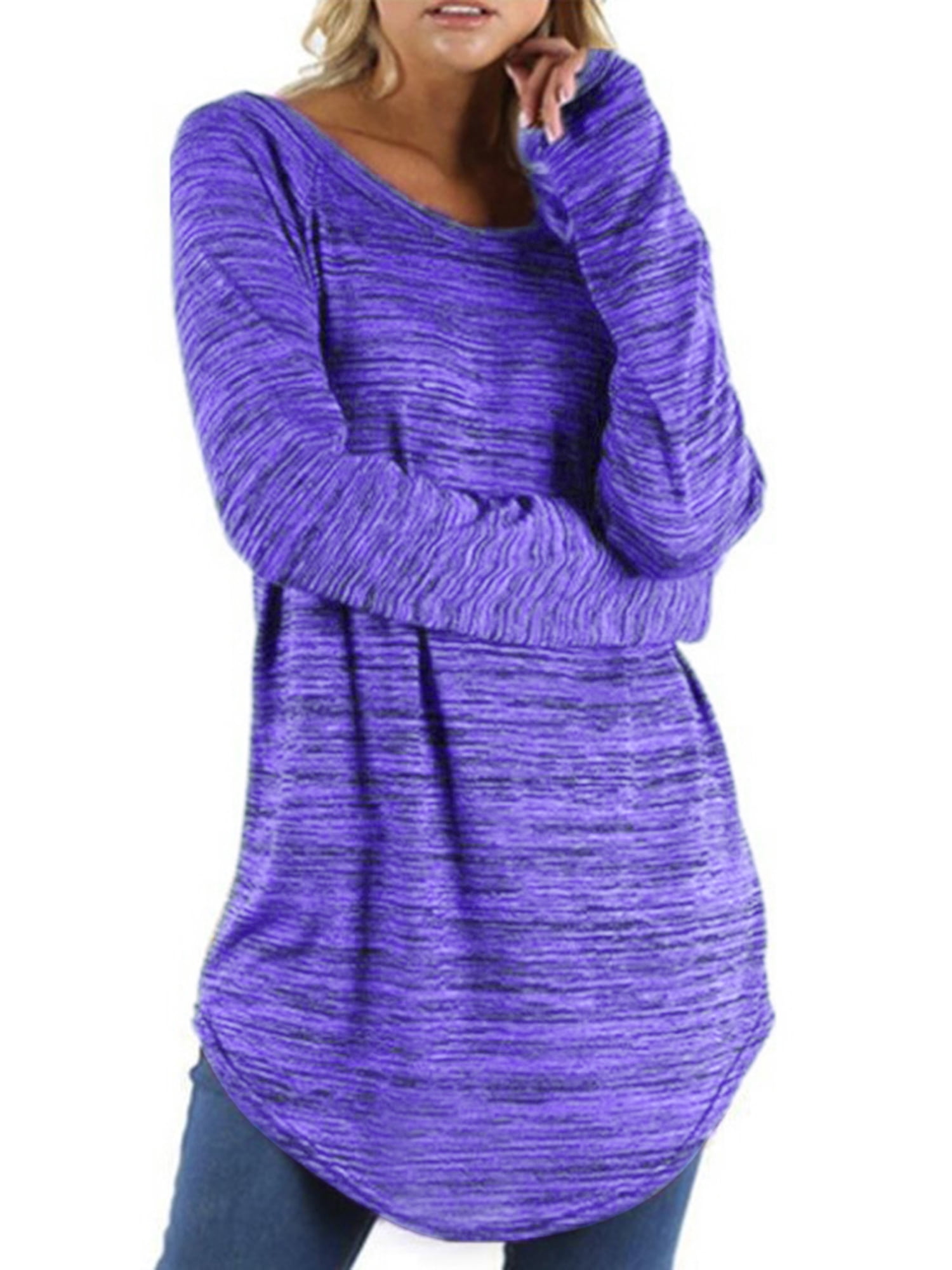 Sexy Dance Plus Size Tunic Tops For Women Long Sleeve Loose Fit T Shirt
