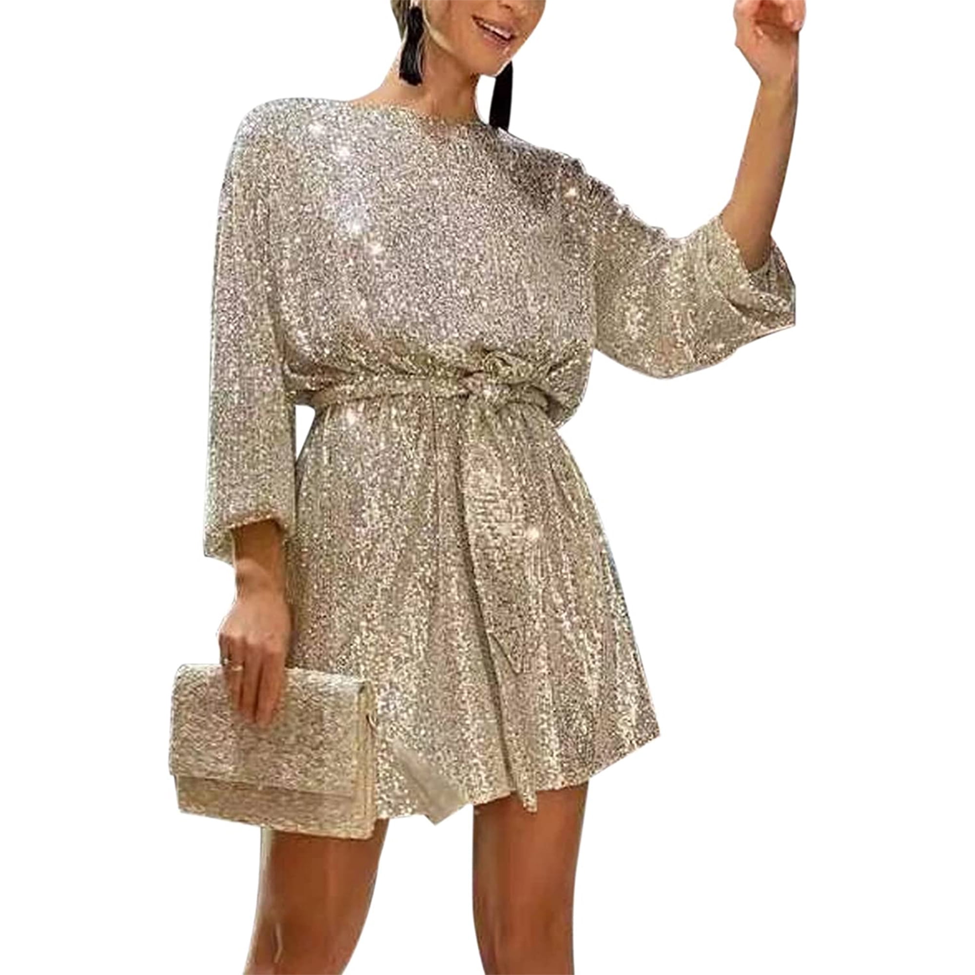 Click here for Gupgi Sequin Dress For Women Long Sleeve Crewneck... prices
