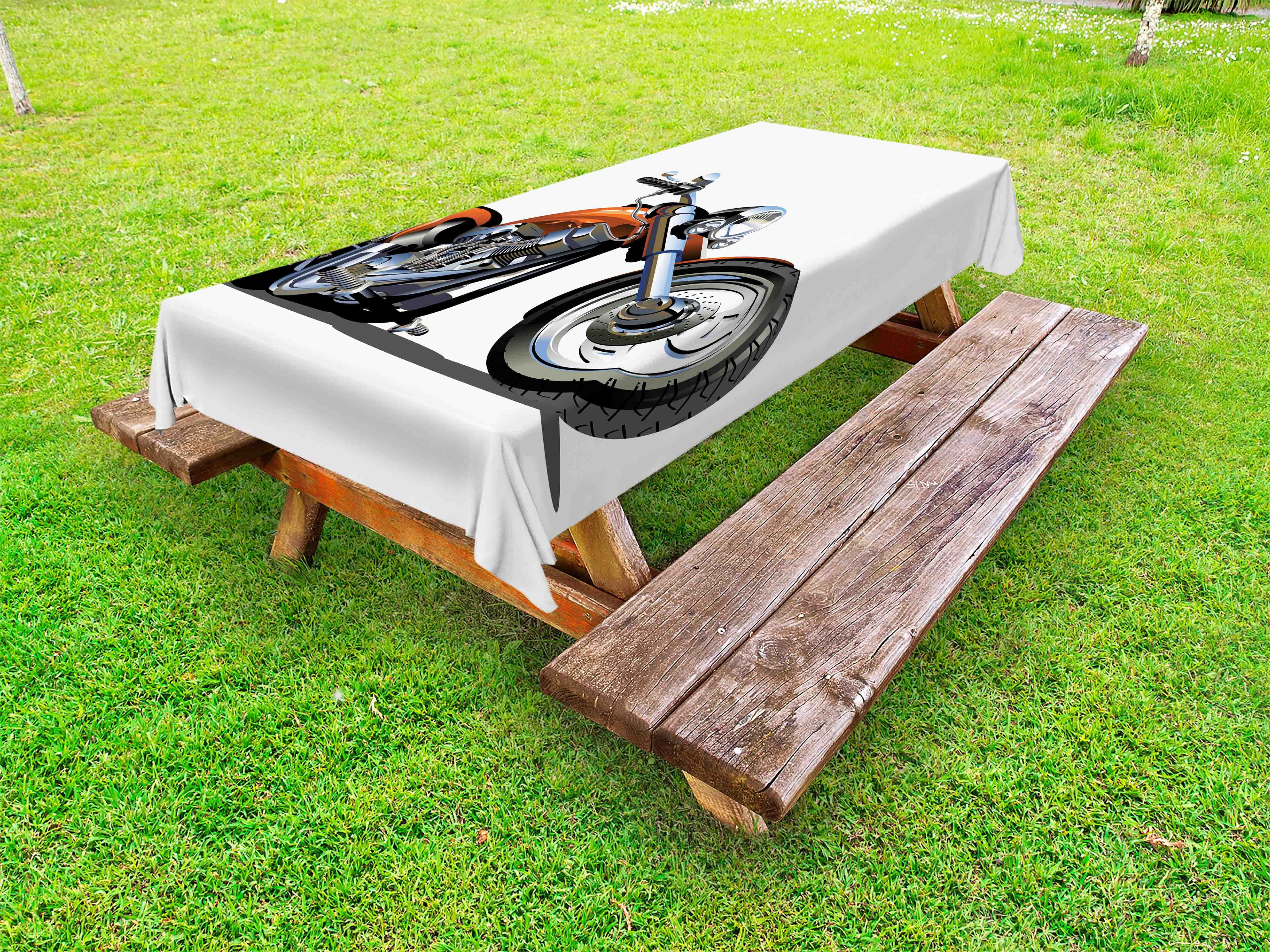 Motorcycle Outdoor Tablecloth, Adventure Motorbike Image Motorcyclist ...