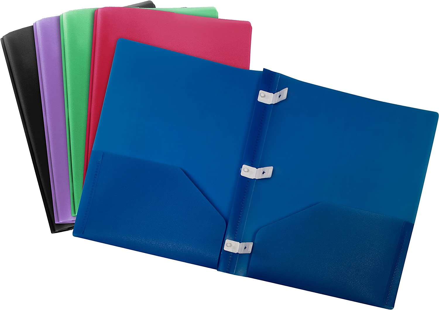 Storex Poly Portfolios with Plastic Prongs, 5 Pack, Assorted Colors ...