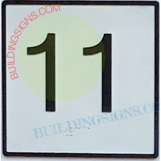 ELEVATOR FLOOR NUMBER 11 SIGN- ELEVATOR JAMB PLATE FLOOR 11 SIGN (WHITE ...